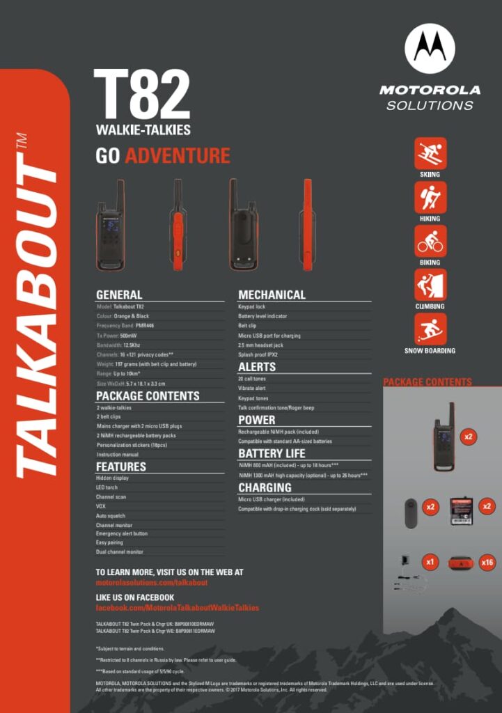 Motorola Talkabout T82 Walkie Talkies - Feedback. Comm Pte Ltd